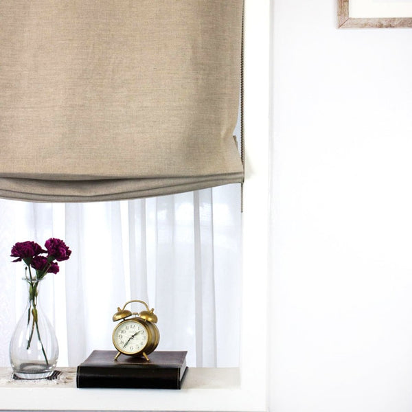 Natural Linen Relaxed Roman Shade/CL1010 – Classic & Modern Home
